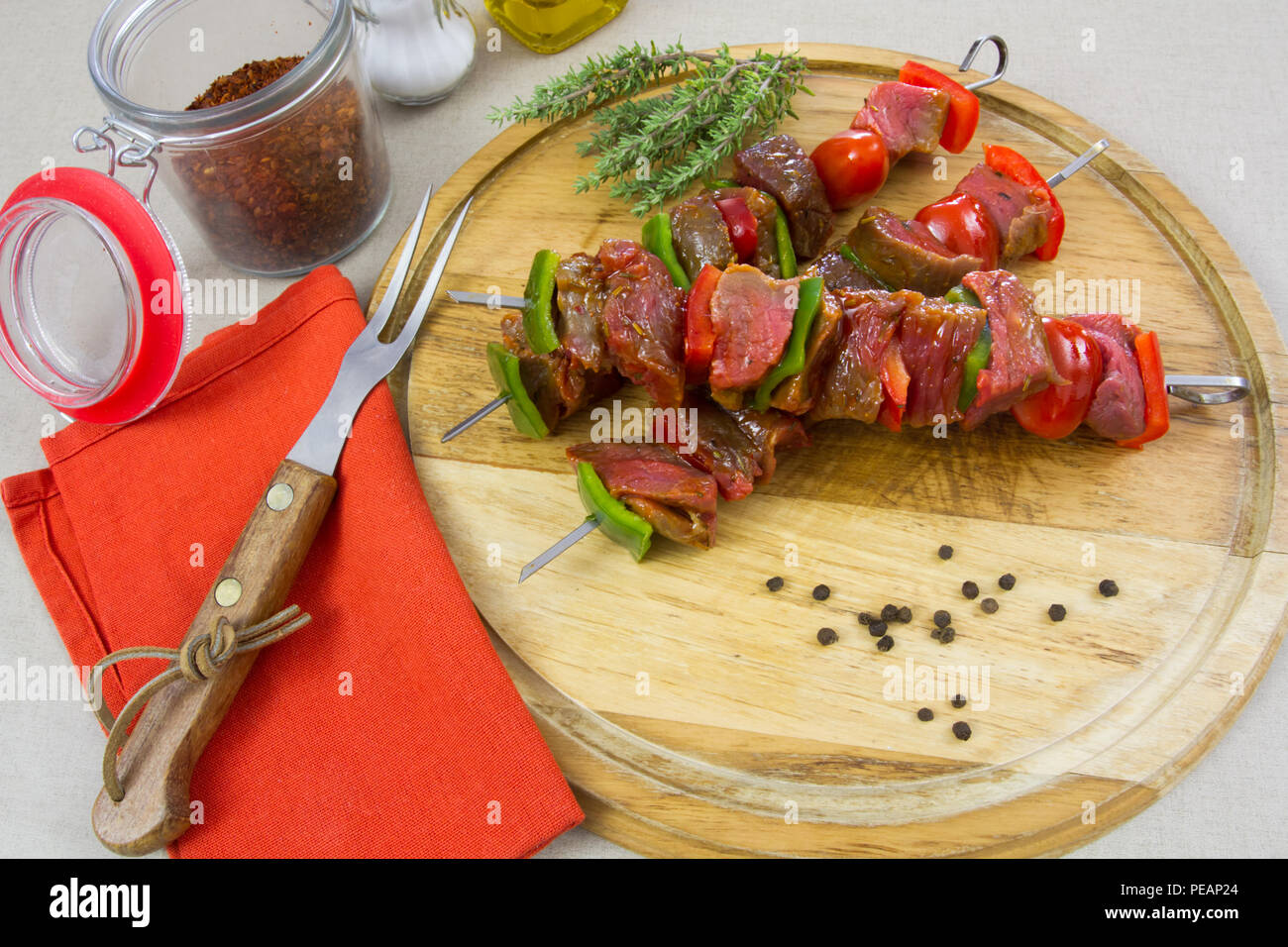 raw beef skewer Stock Photo - Alamy