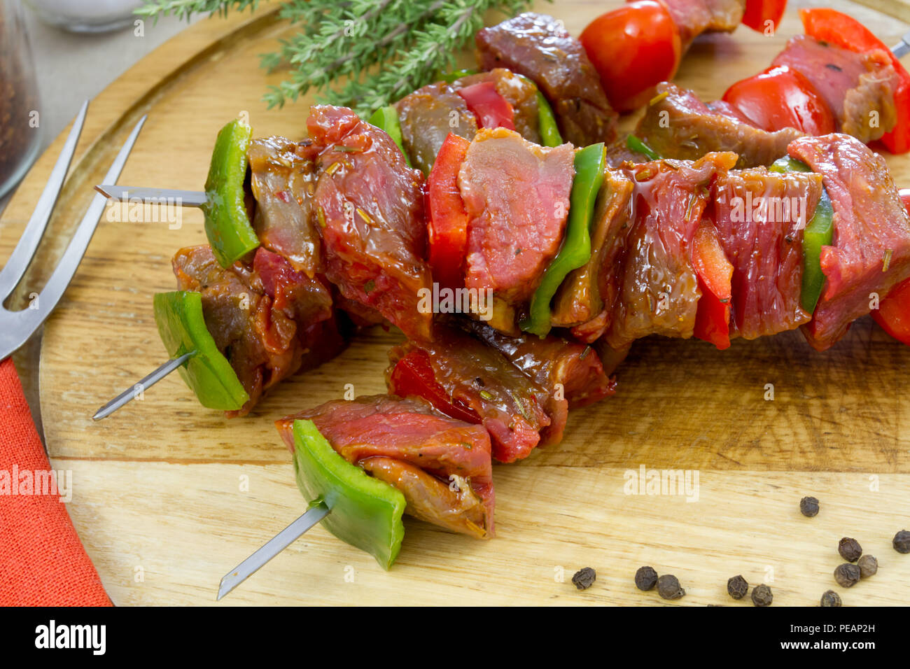 raw beef skewer Stock Photo - Alamy