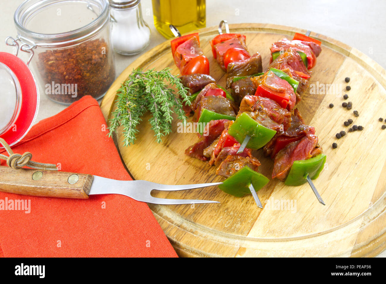 raw beef skewer Stock Photo - Alamy