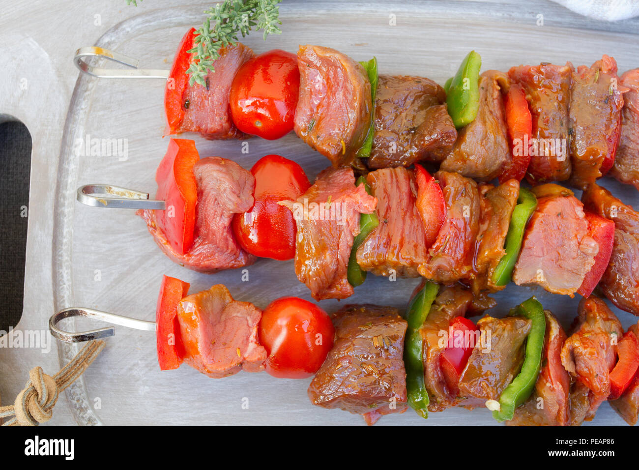 raw beef skewer Stock Photo - Alamy