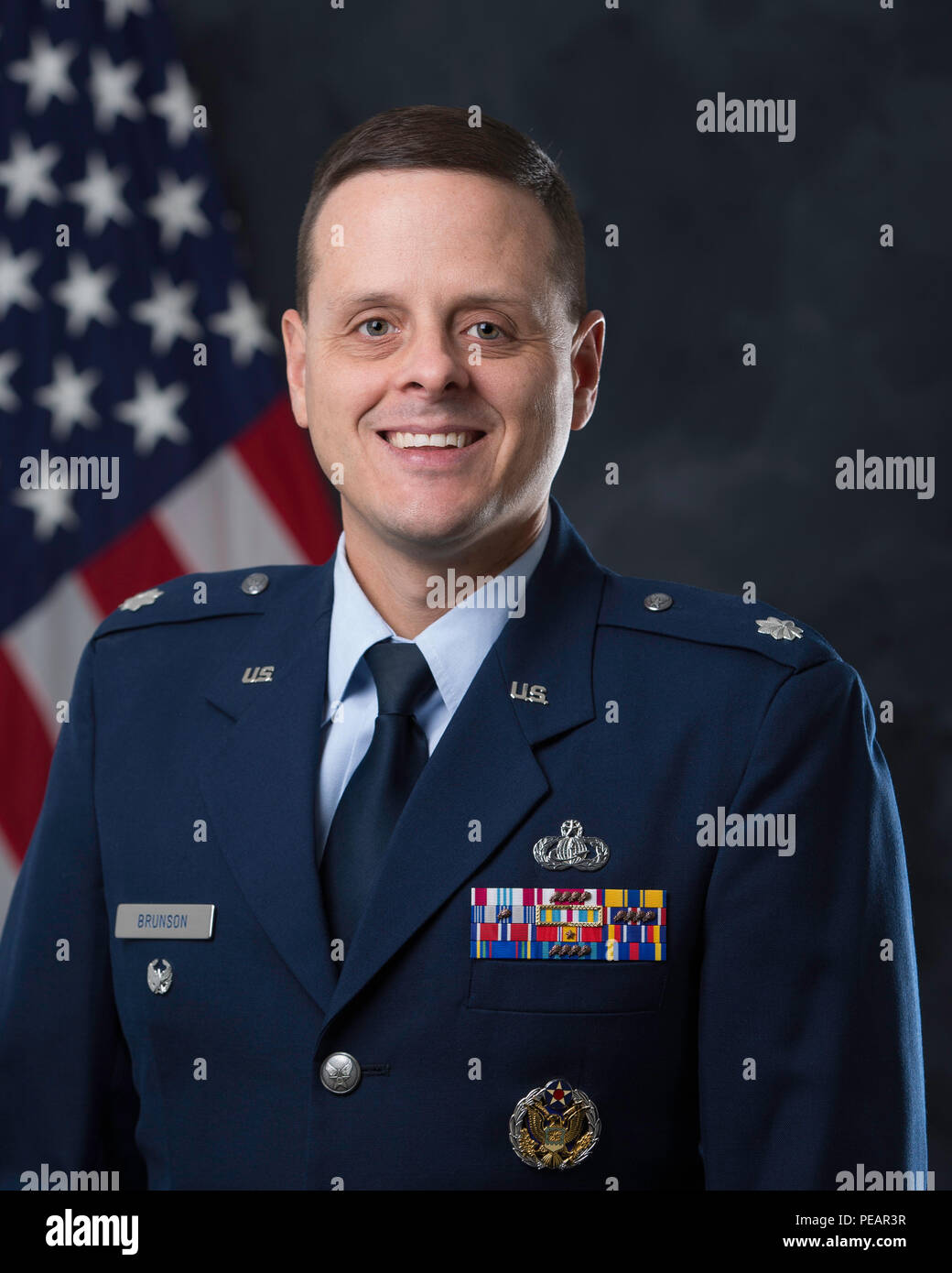 Official portrait, uncovered, of Lt. Col. Corey Brunson, U.S. Air Force ...