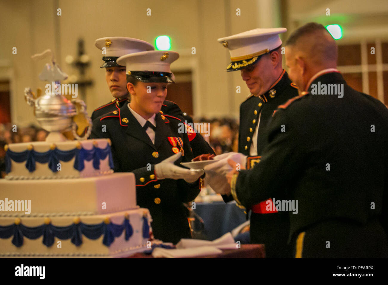 The youngest Marine present, Pfc. Ashley M. Vozzo, aviation ordnance ...