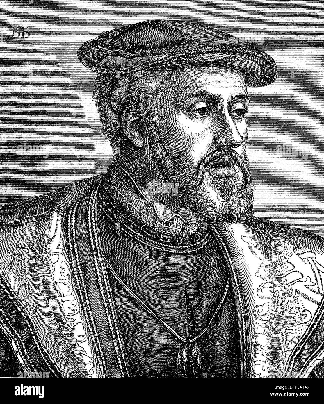Portrait of Holy Roman Emperor Charles V (1500-1558) from a painting of ...