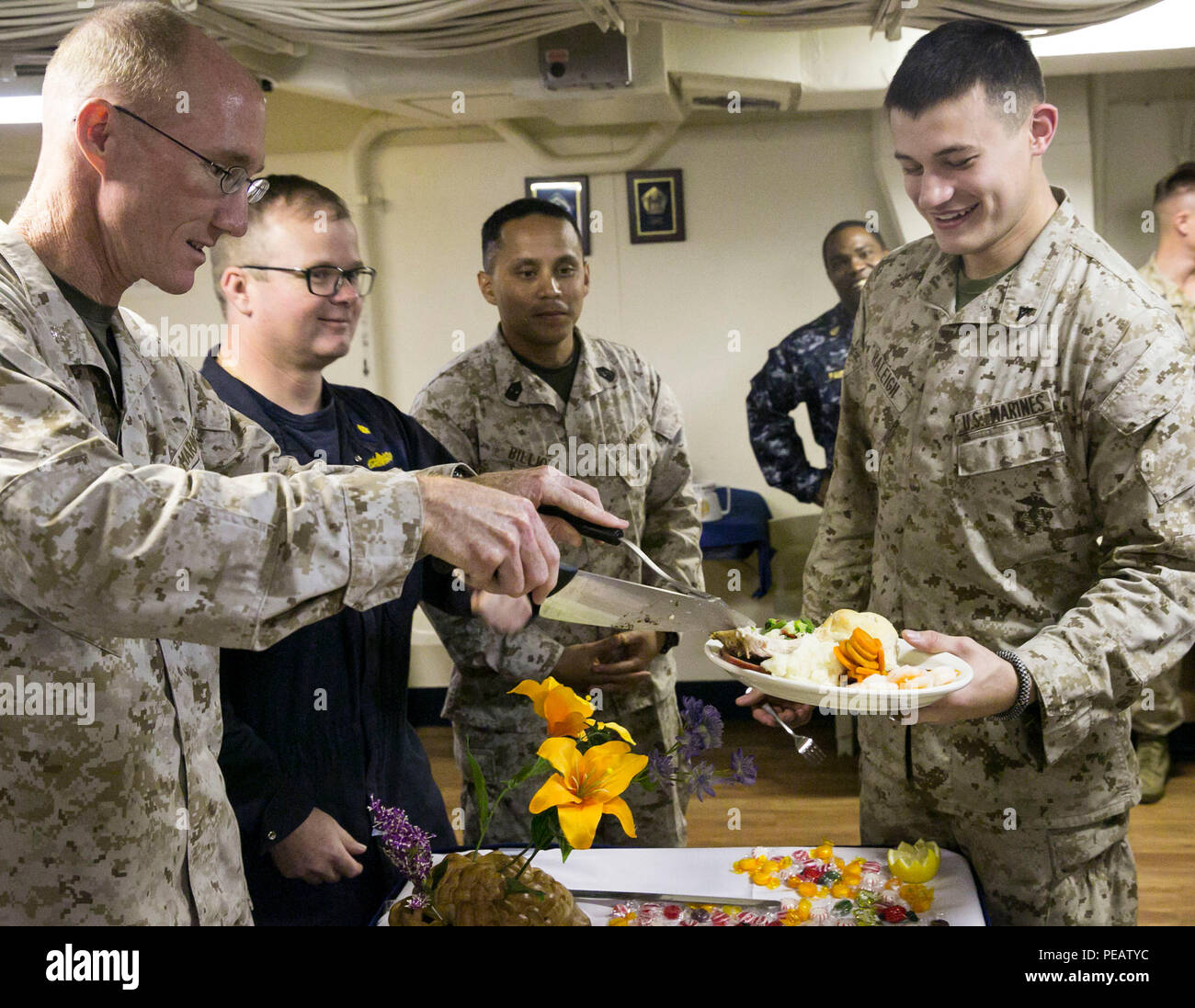 U.S. Marine Corps Lt. Col. Daniel Coleman (left), the commander of ...