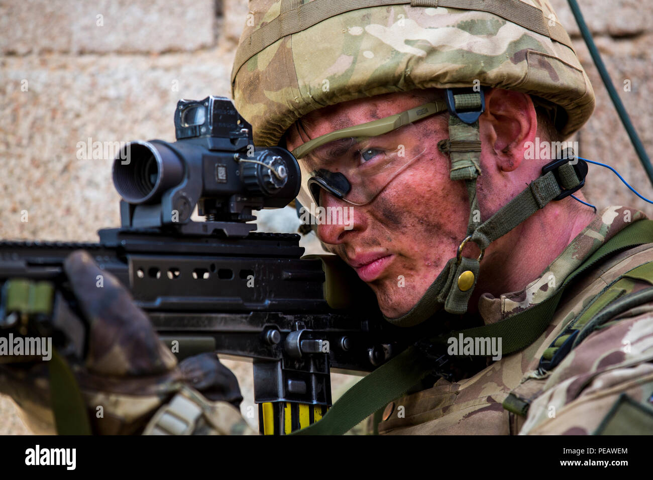 A U.K. Royal Marine with 45 Commando participates a combined operation ...