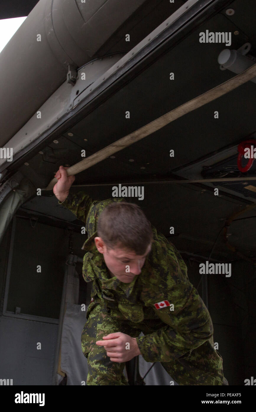 A Canadian paratrooper participates in jumpmaster aircraft ...