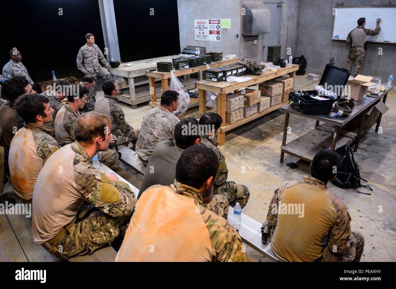 Airmen from the 320th Special Tactics Squadron conduct an after-action ...