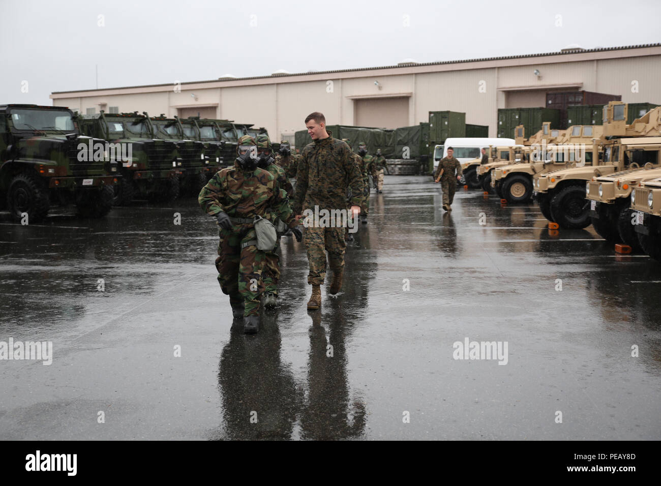 Lance Cpl. William Hony, center, chemical, biological, radiological and ...