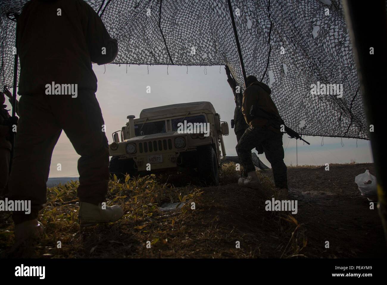 U.S. Marines with 12th Marines Regiment, Headquarters Battery, attached ...