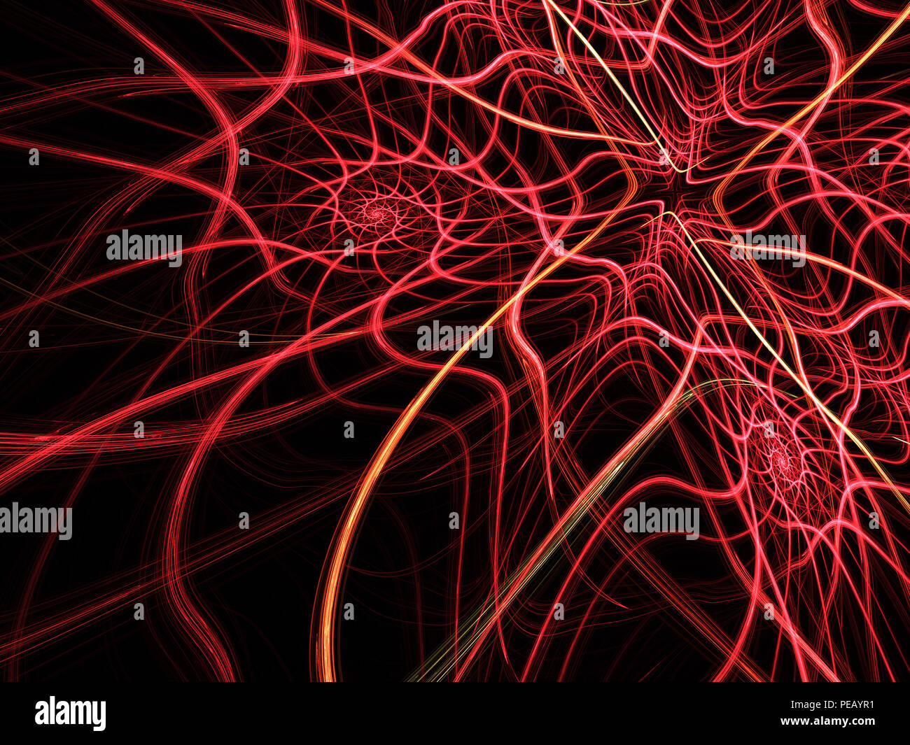 An abstract computer generated modern fractal design on dark background ...