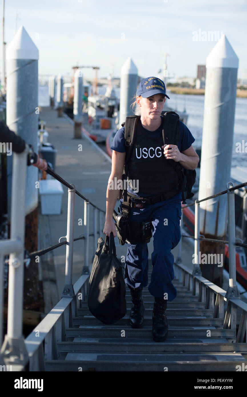 Petty Officer 3rd Class Megan George, a boatswain’s mate from Coast ...