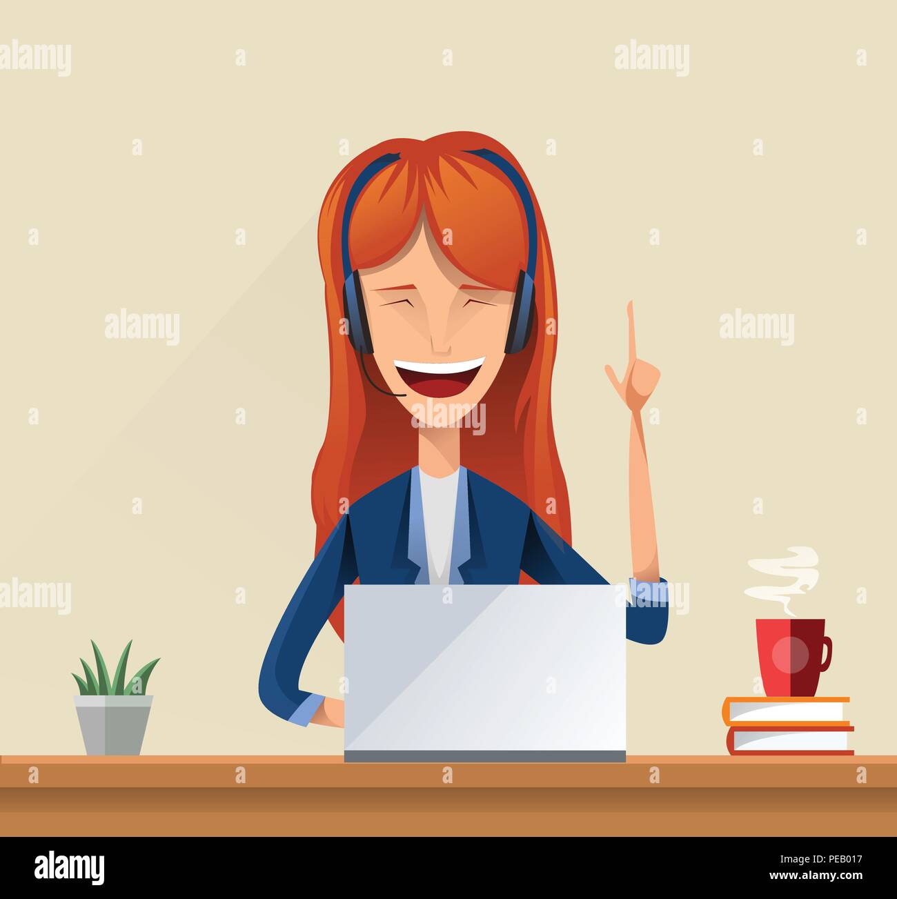 Operator of call center office working in headphones. Customer service ...