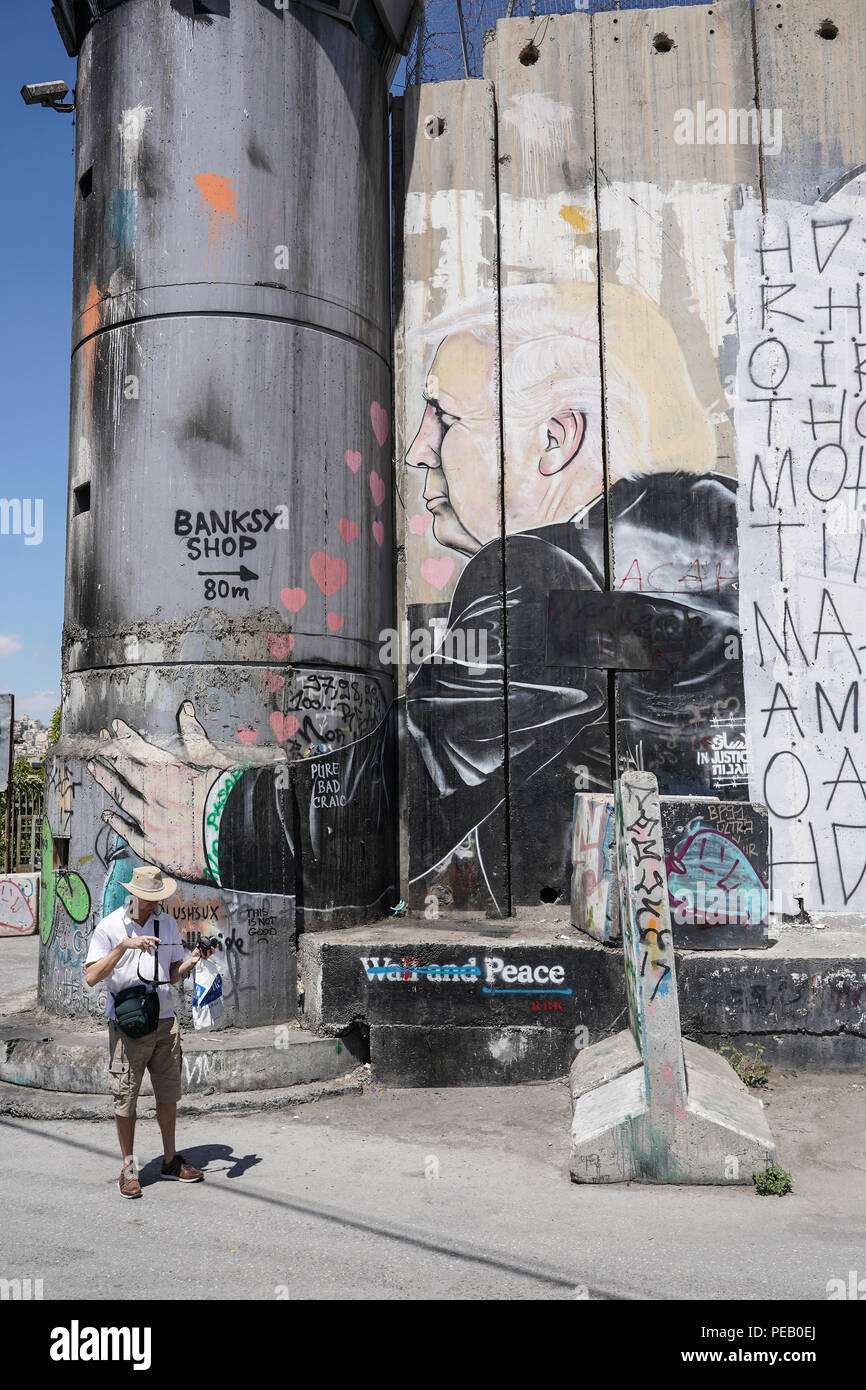 Graffiti on the wall of separation in Bethlehem. From a series of ...