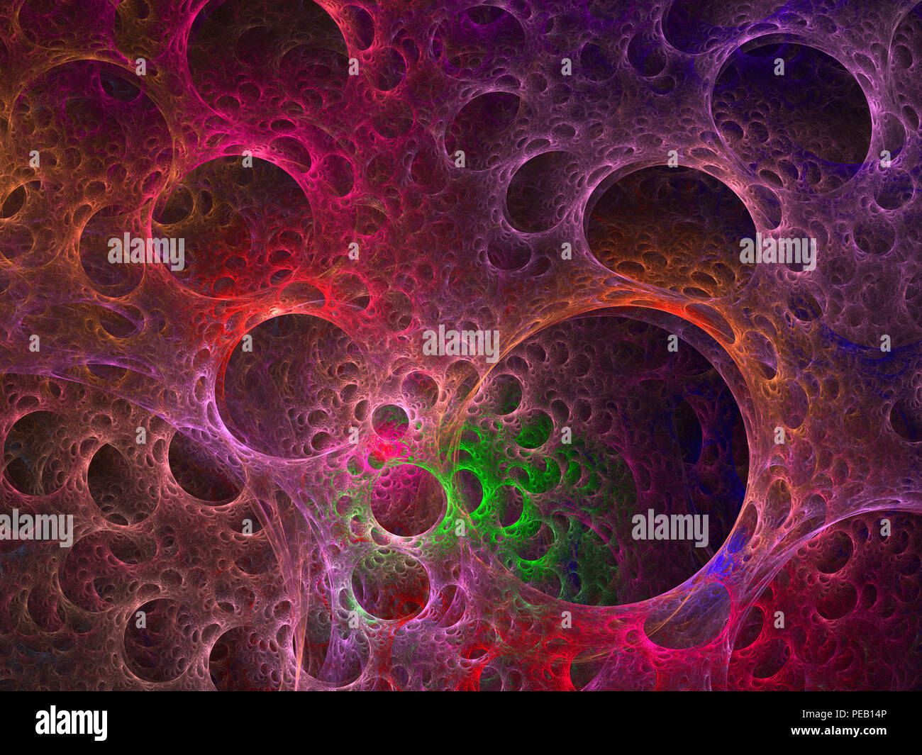 An abstract computer generated modern fractal design on dark background ...