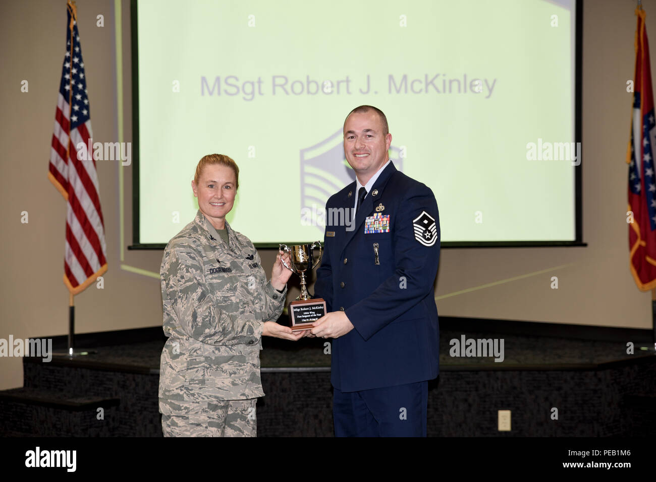 Master Sgt. Robert McKinley receives the award for Outsanding First Sgt ...