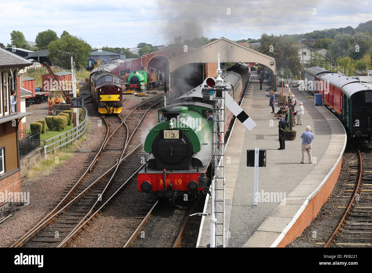 Steam train on Bo'ness and Kinneil Railway at Bo'ness Railway Station ...