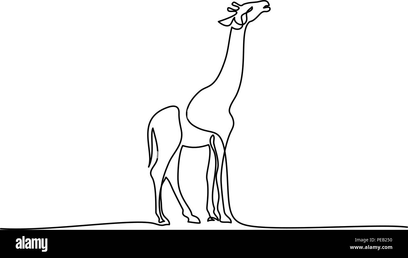 Continuous one line drawing. Giraffe walking symbol. Logo of the ...