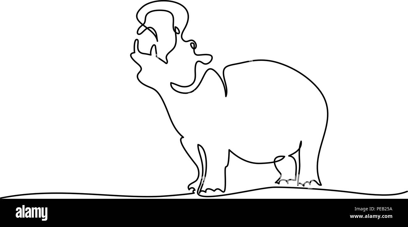 Continuous one line drawing. Hippo silhouette symbol. Logo of the Hippo ...