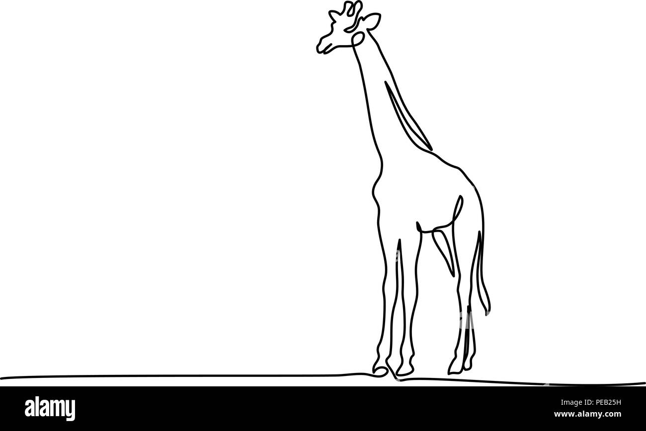 Continuous one line drawing. Giraffe walking symbol. Logo of the ...