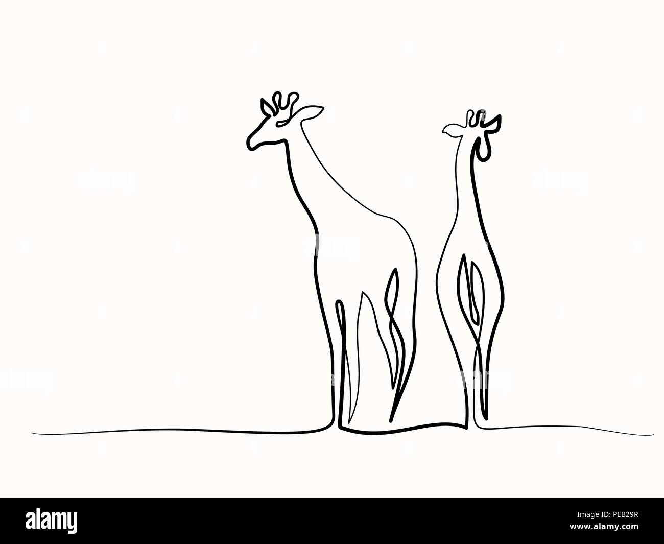 Continuous one line drawing. Giraffe walking symbol. Logo of the ...
