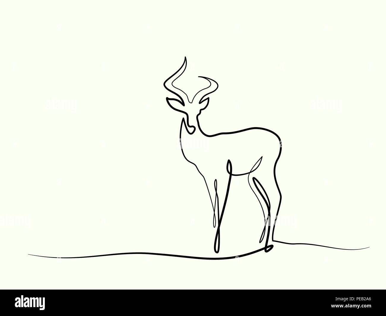 Continuous one line drawing. Impala walking symbol. Logo of the Impala ...