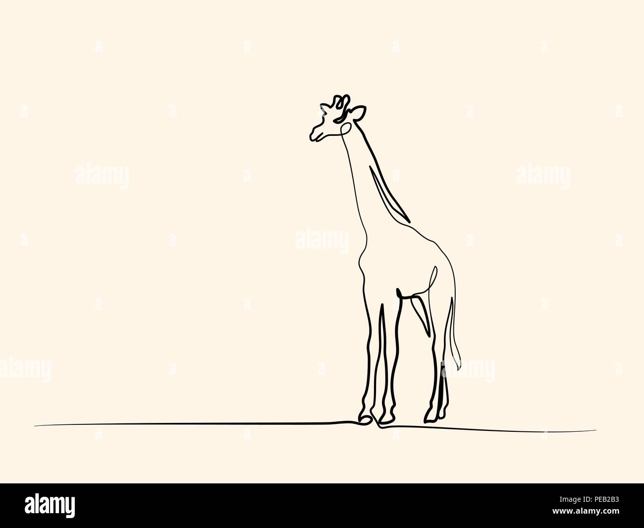 Continuous one line drawing. Giraffe walking symbol. Logo of the ...