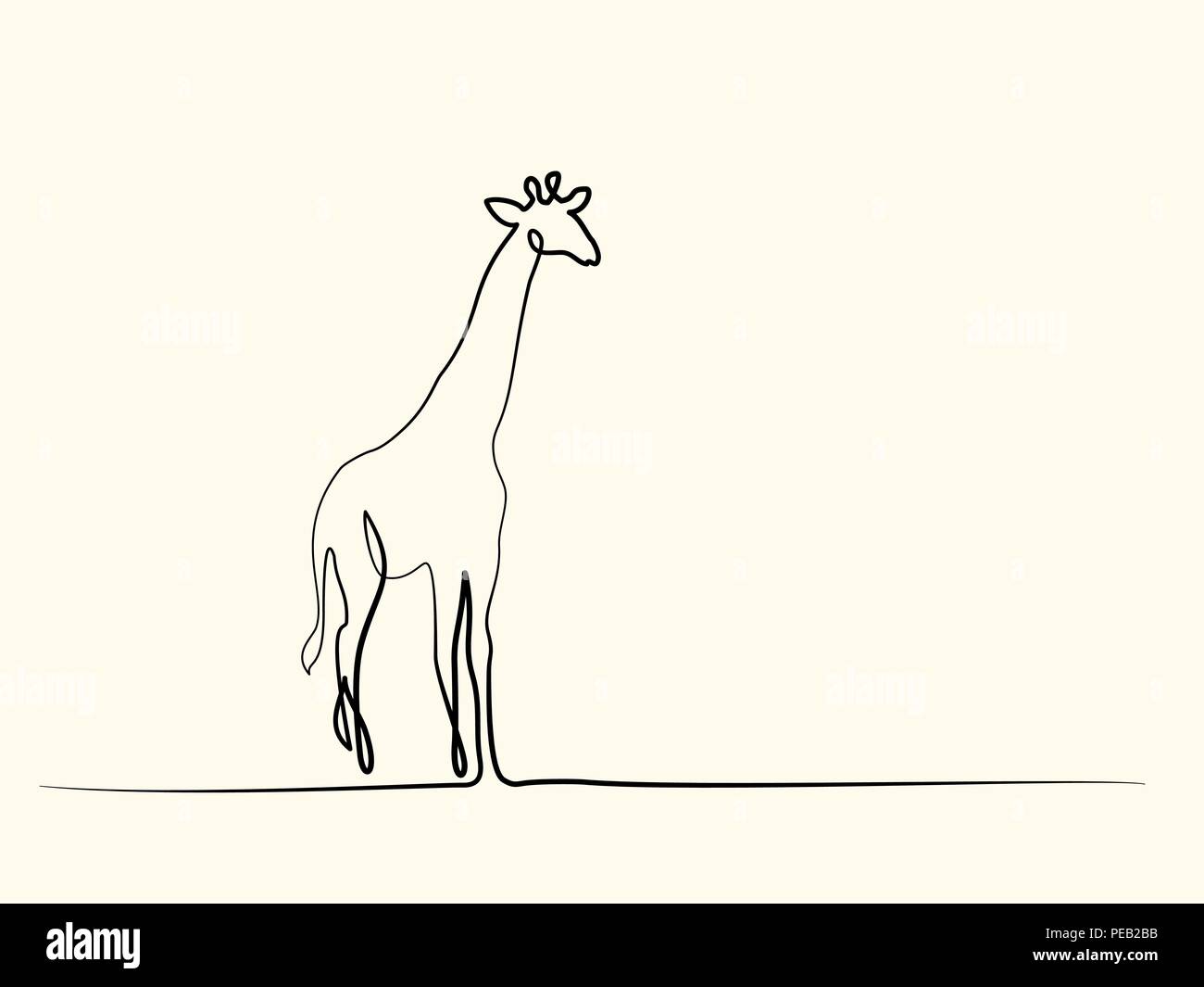 Continuous one line drawing. Giraffe walking symbol. Logo of the ...