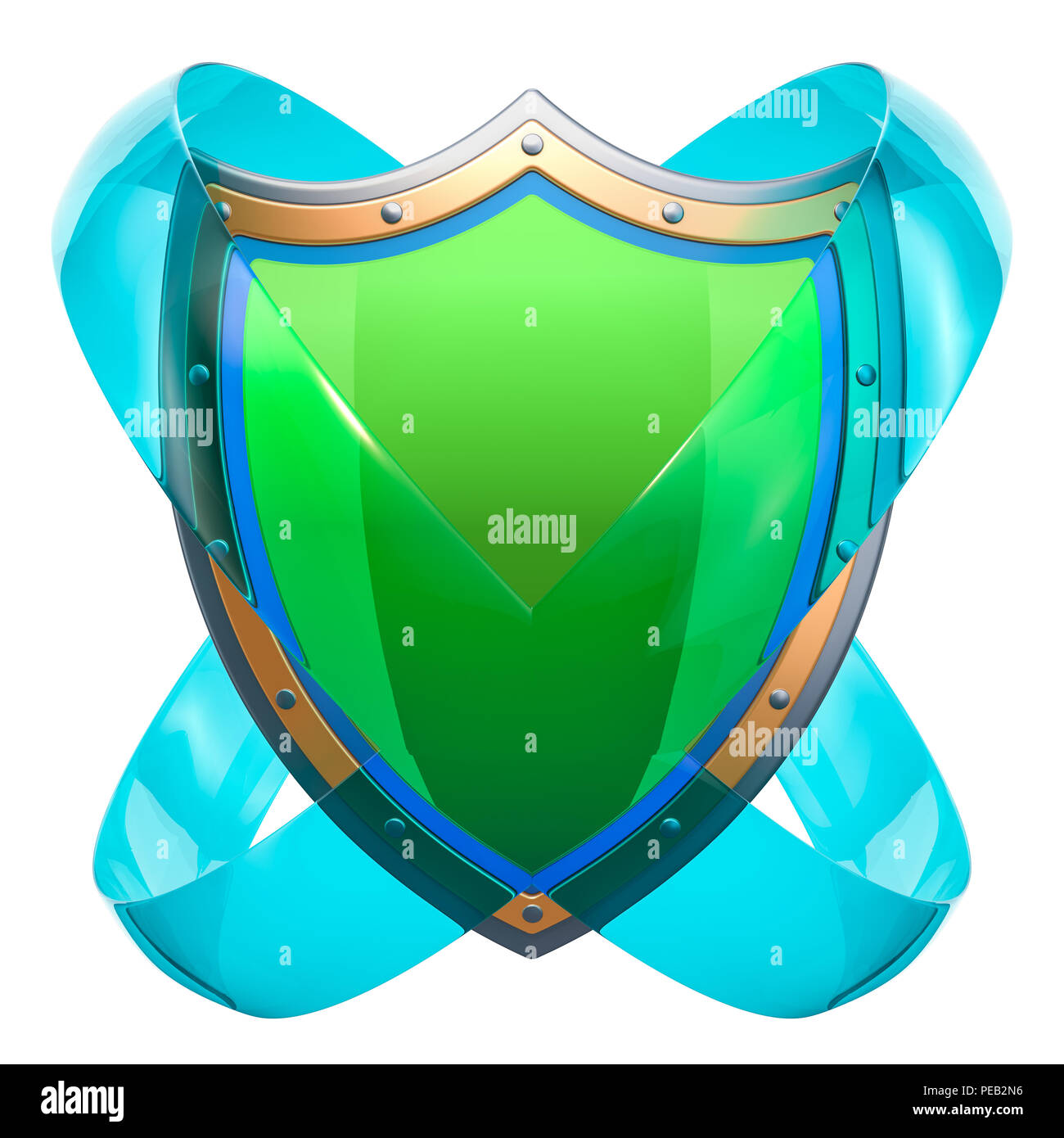 Shield icon, 3D rendering isolated on white background Stock Photo - Alamy