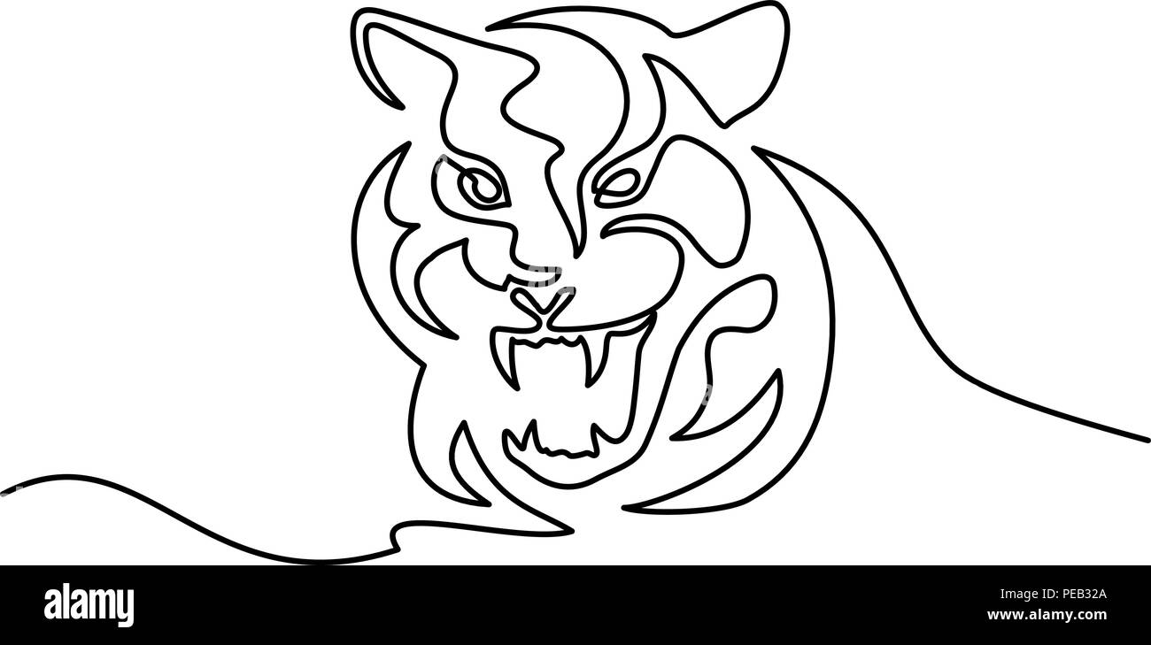 Tiger Head Line Drawing