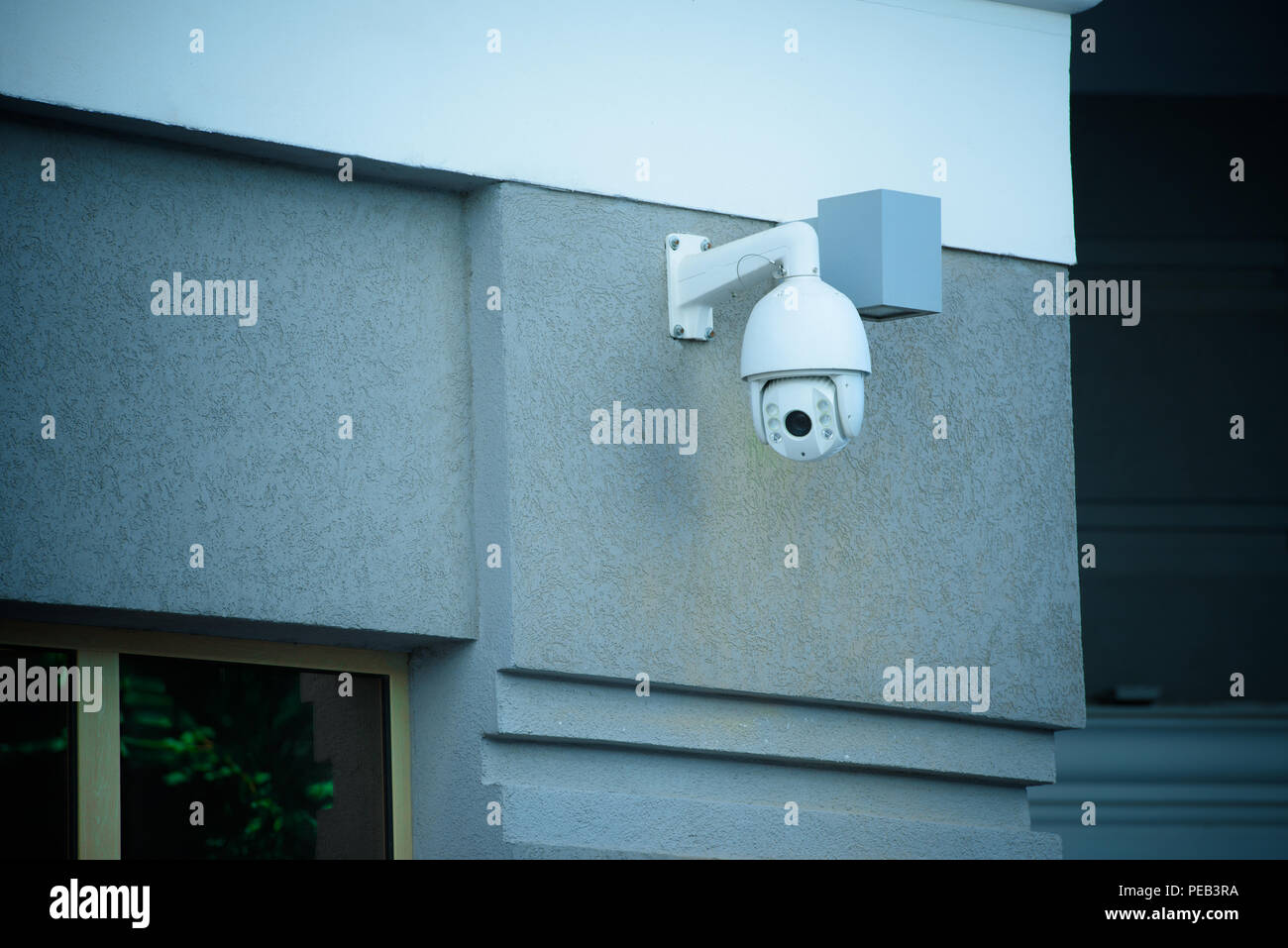 close up view of security camera on gray building facade Stock Photo ...