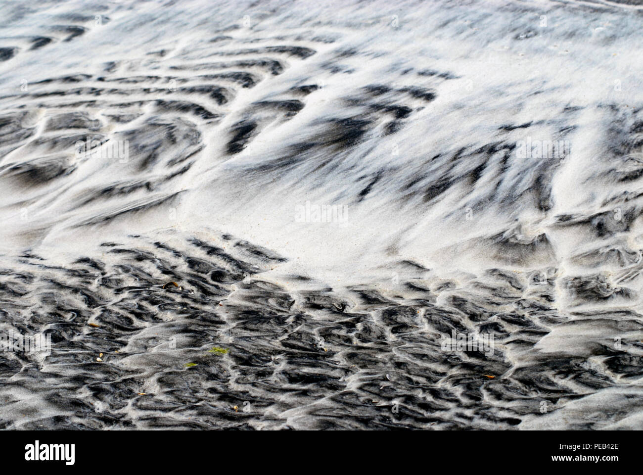 This almost black and white image of naturally ribbed Florida beach ...