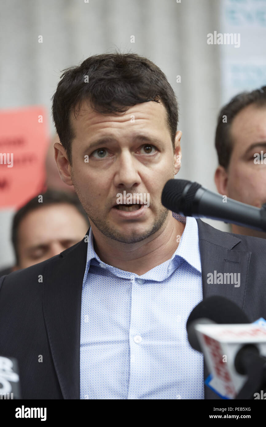 New York, New York, USA. 13th Aug, 2018. Exoneree Attorney KIAN KHATIBI ...
