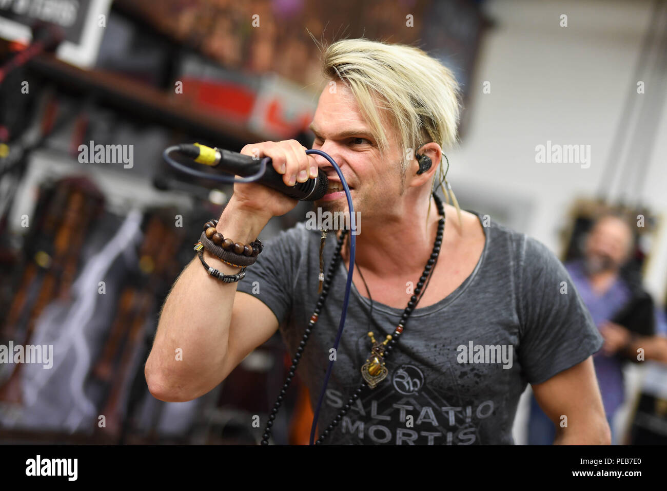 Karlsruhe, Germany. 10th Aug, 2018. Alea, singer of the band Saltatio ...
