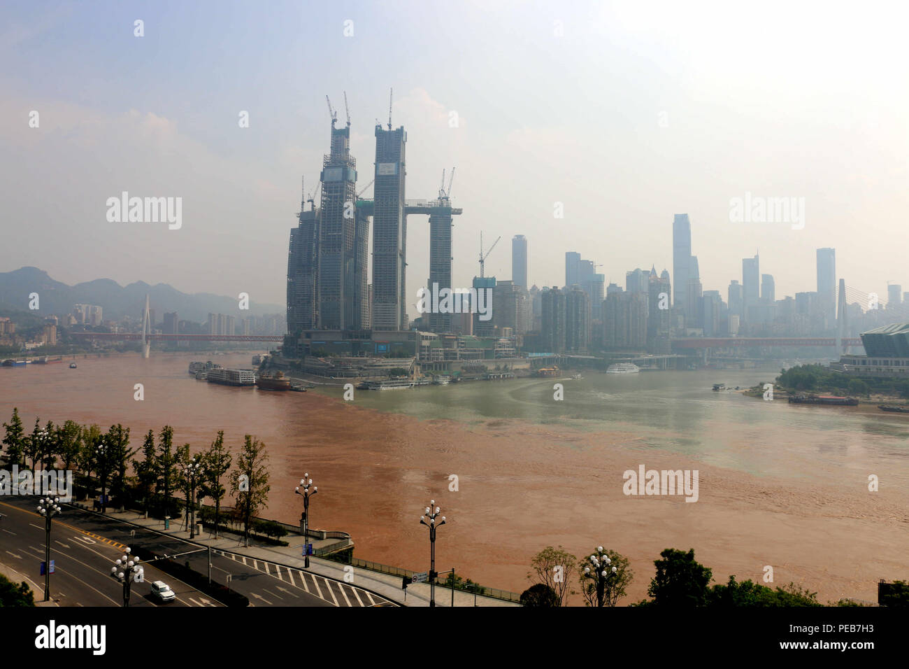 Chongqing, China, 13th Aug 2018 At the intersection of the Yangtze ...