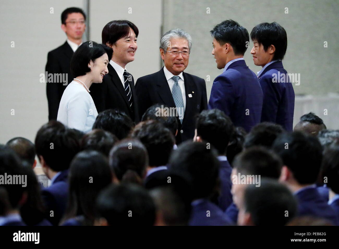 Tokyo, Japan. 13th Aug, 2018. (L-R) Japan's Prince Akishino and his ...