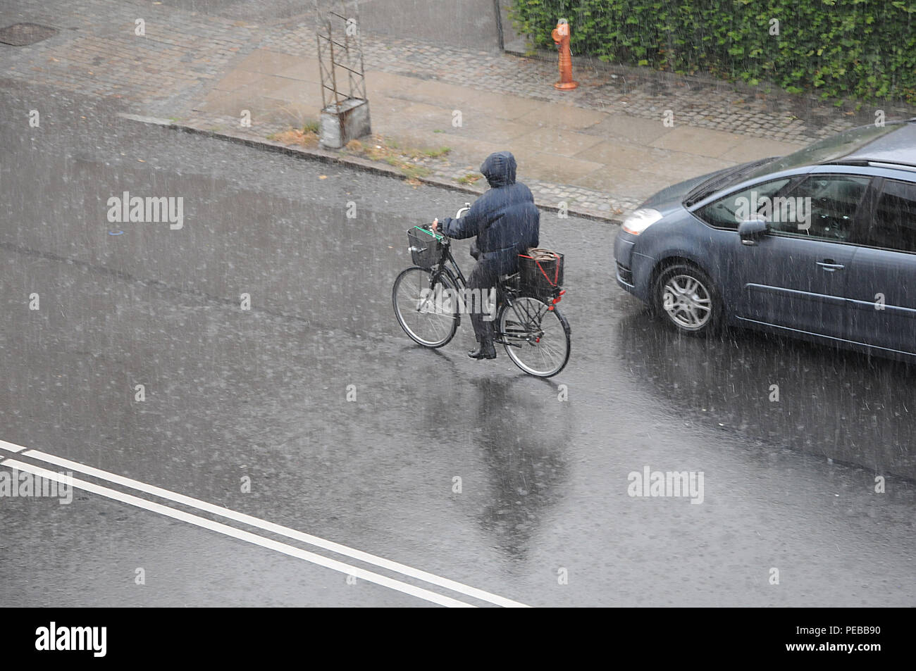 Copenhagen, Denmark. 14th Aug 2018. Heavy rain in Danish capital ...