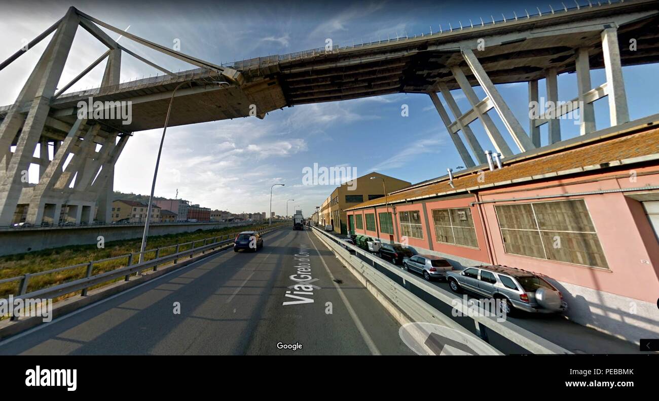 Viaduct Polcevera, known as the Morandi bridge, as it was before the ...