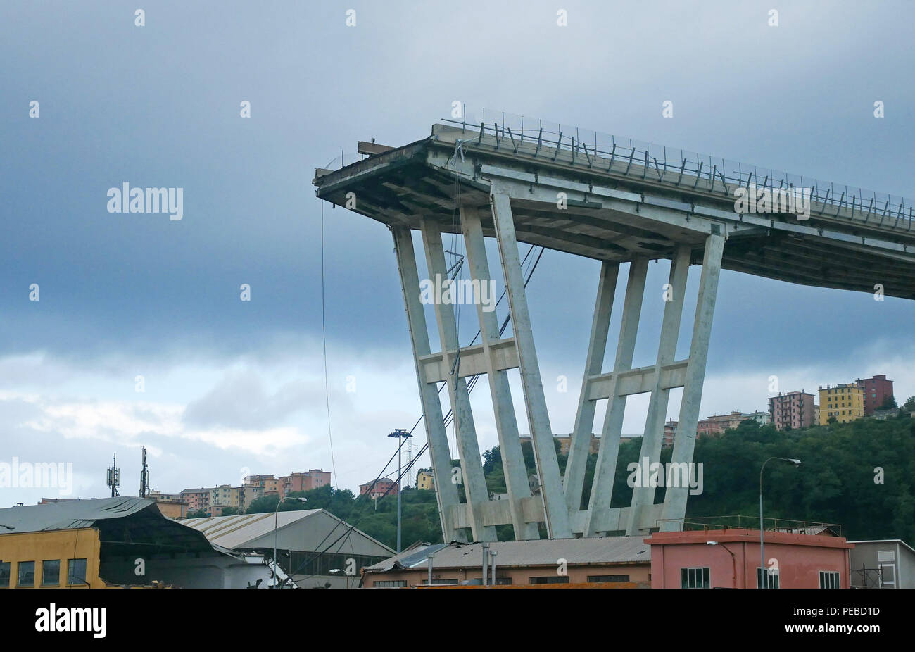 Polcevera viaduct collapse, known as the Morandi bridge, on the A10 ...