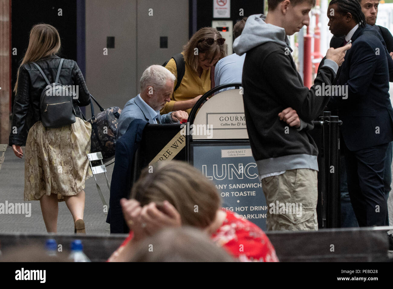 Stoke-on-Trent, UK. 14 August 2018 - Labour leader Jeremy Corbyn at ...