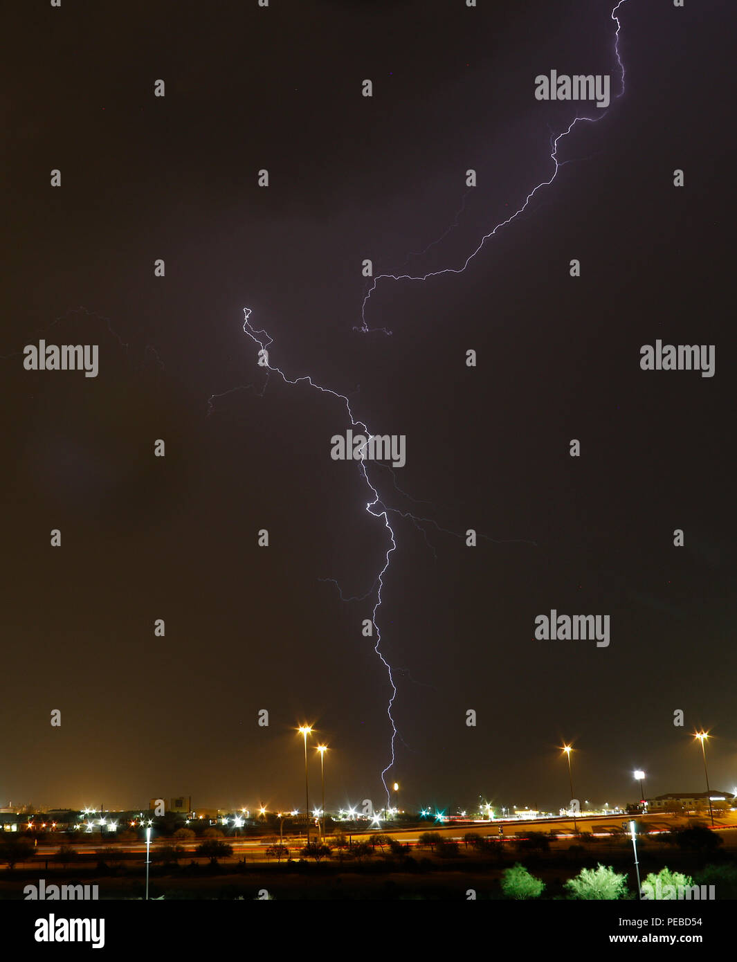 Aug 8-10-2018. Chandler AZ. Monsoon thunderstorms produce huge lightning strikes across the ...