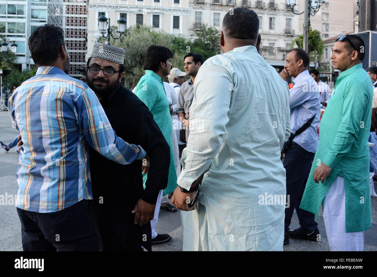 Athens, Greece. 14th Aug, 2018. Members of Pakistan Community of Greece ...