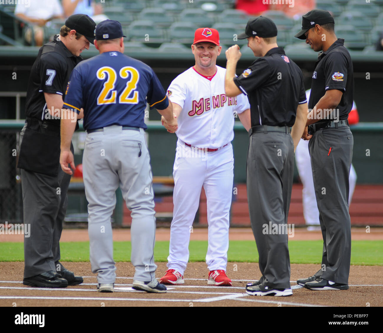 August 13, 2018: Memphis head coach, Stubby Clapp and New Orleans coach ...