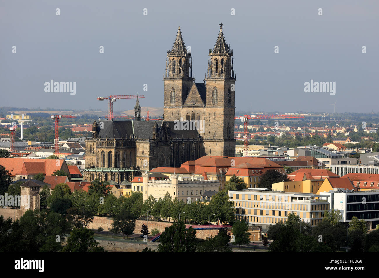 Magdeburg, Germany. 14th Aug, 2018. View of the Magdeburg Cathedral and ...