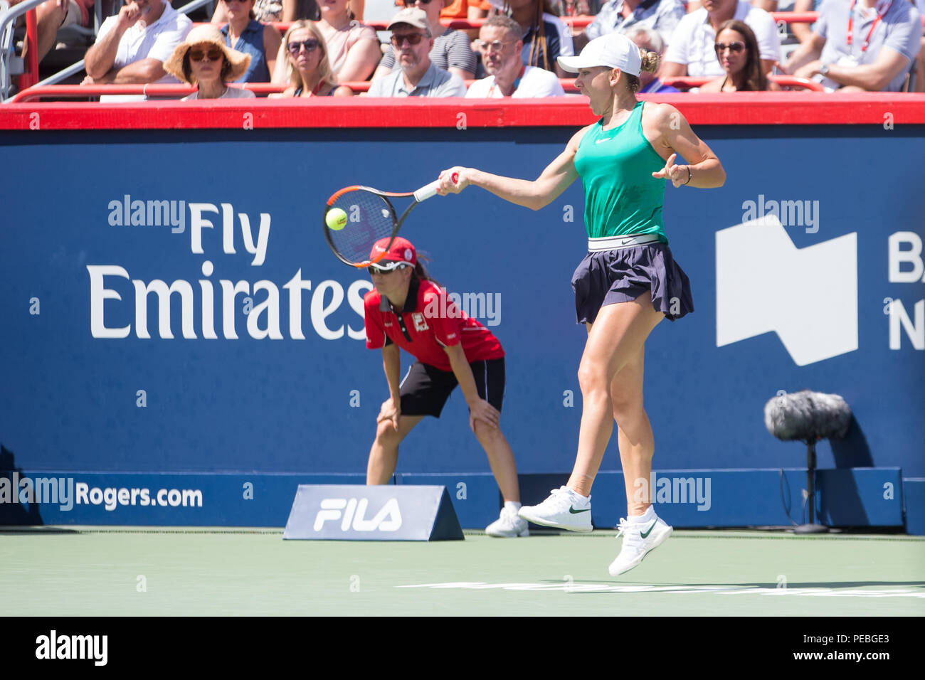 August 12, 2018: Simona Halep in action during the final of the Rogers ...
