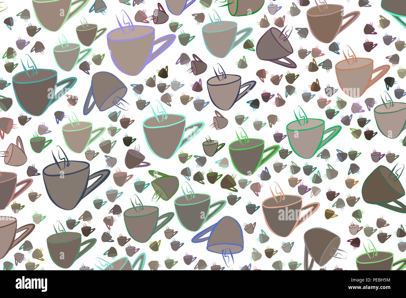 Coffee cup illustrations background abstract, hand drawn. Cartoon style ...