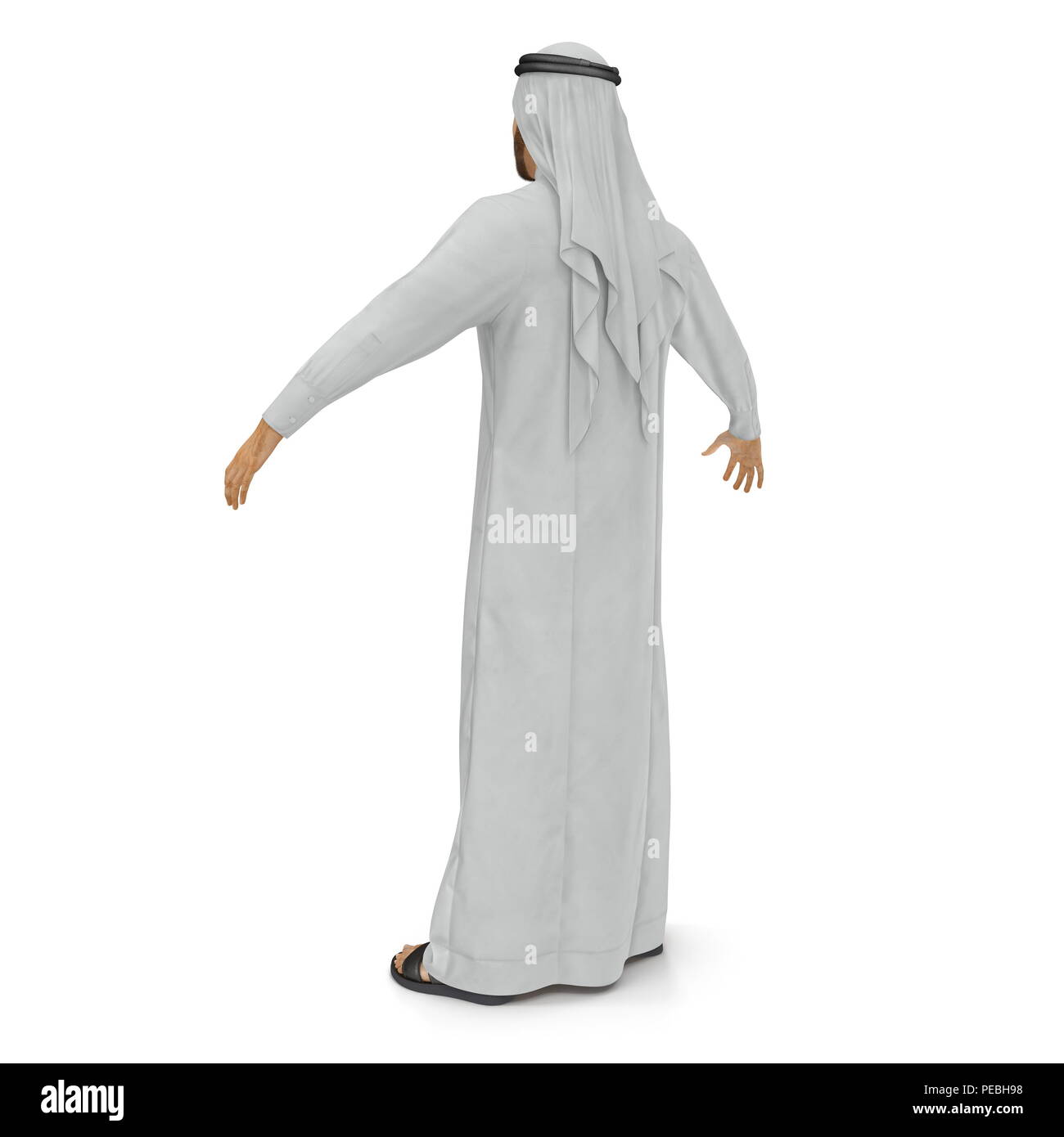 Full length portrait of Arabian man standing over white. 3D ...