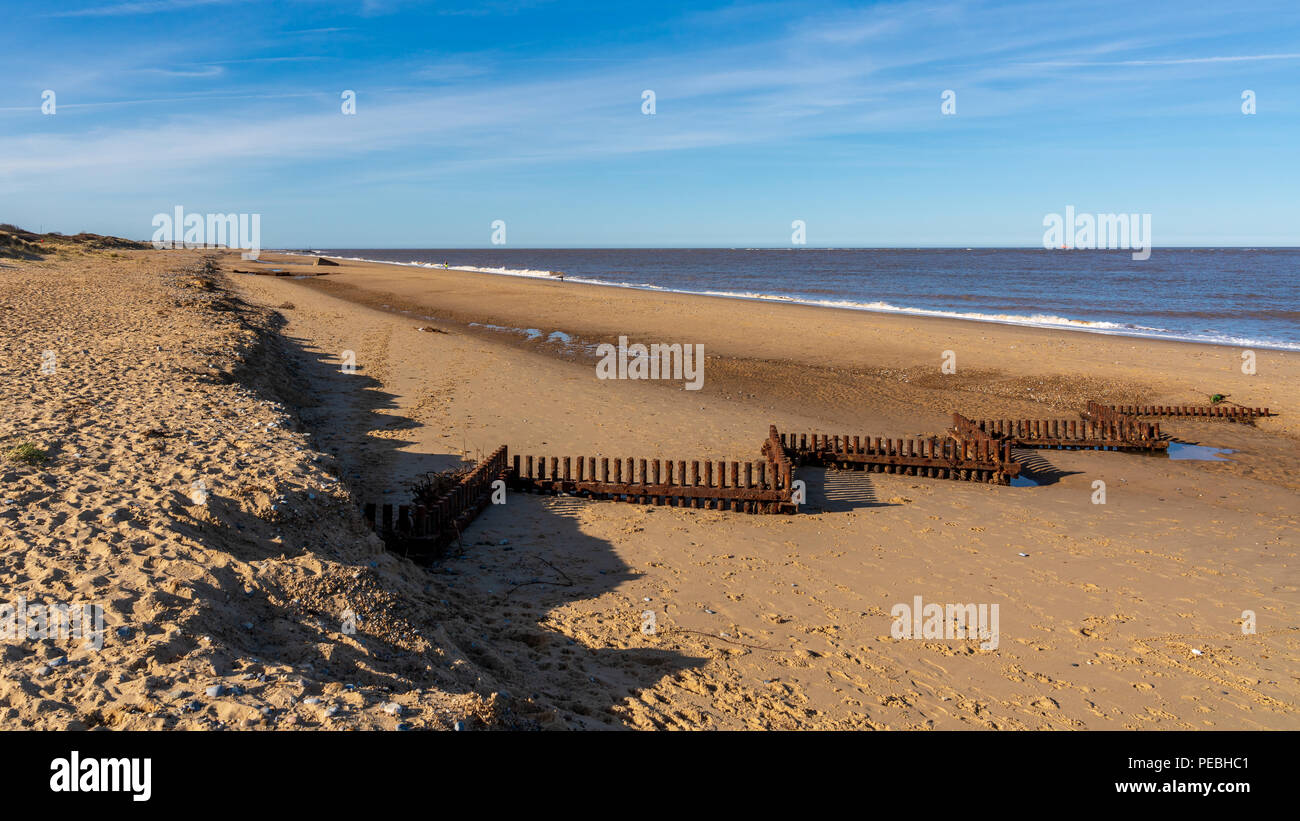 North sea coast in Caister-on-Sea, Norfolk, England, UK - with a wave ...