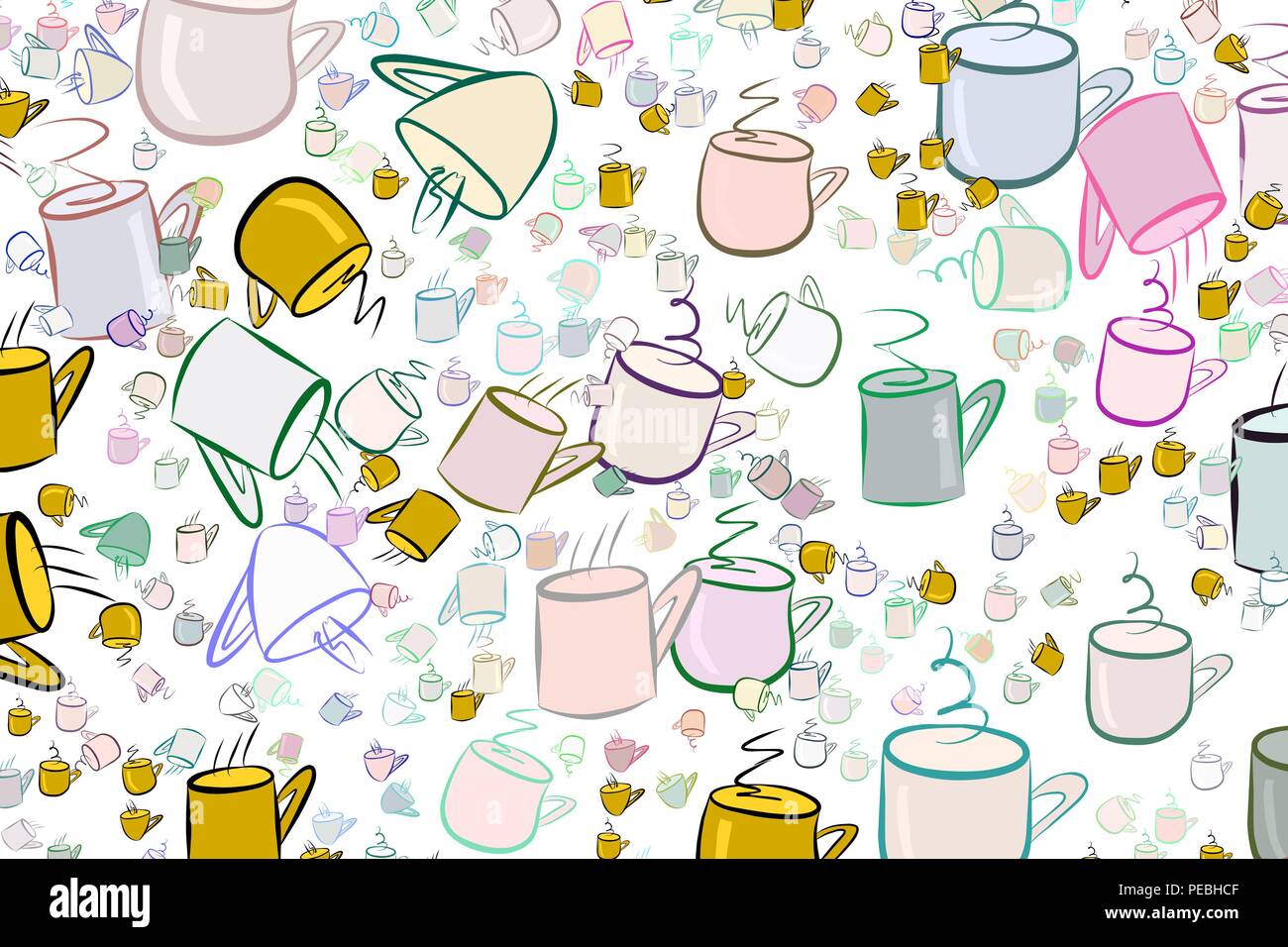 Decorative hand drawn coffee cup art illustrations. Good for design ...