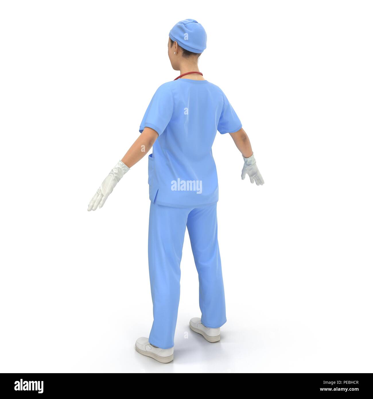 Nurse or young doctor standing in full body isolated on white. 3D ...