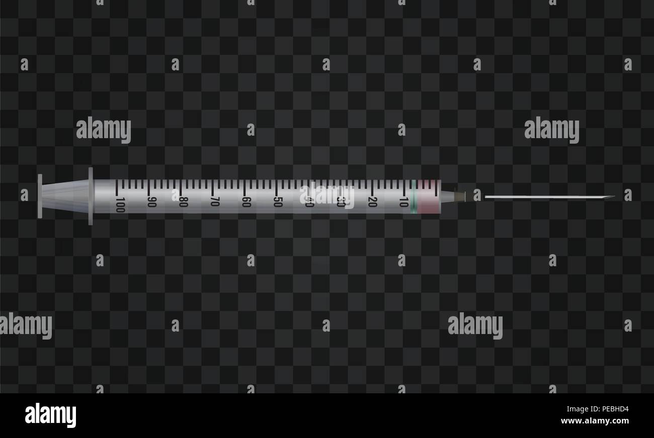 Syringe high detailed 3d vector. Horizontally mock up side view Stock ...